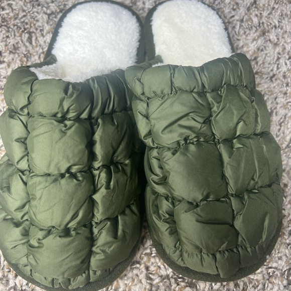 Shoes | Olive Green Puffer Slippers | Poshmark